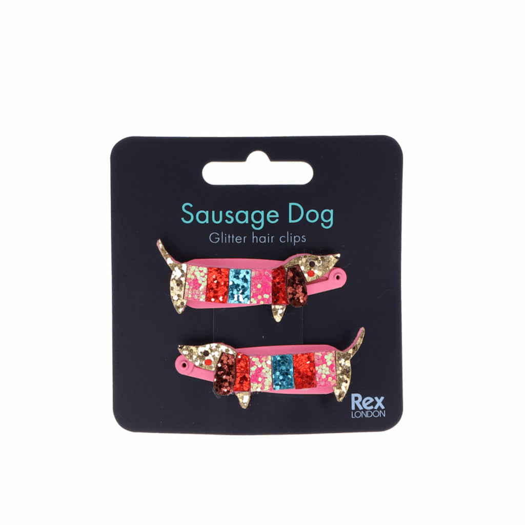 Rex London Sausage Dog Glitter Hair Clips (Set of 2) | Minimax
