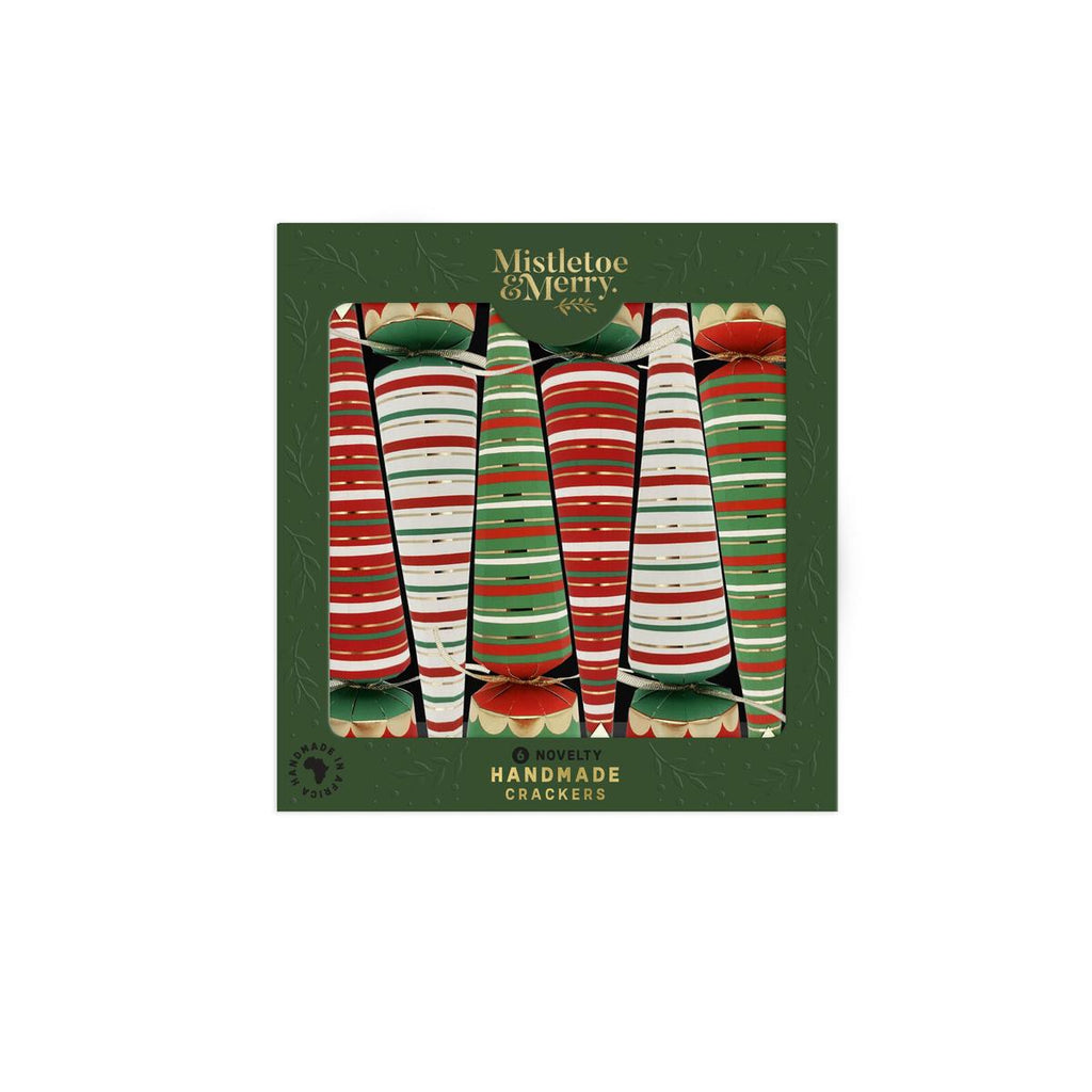 Mistletoe & Merry Cone Tree Crackers Red & Green 30cm (Set of 6) | Minimax