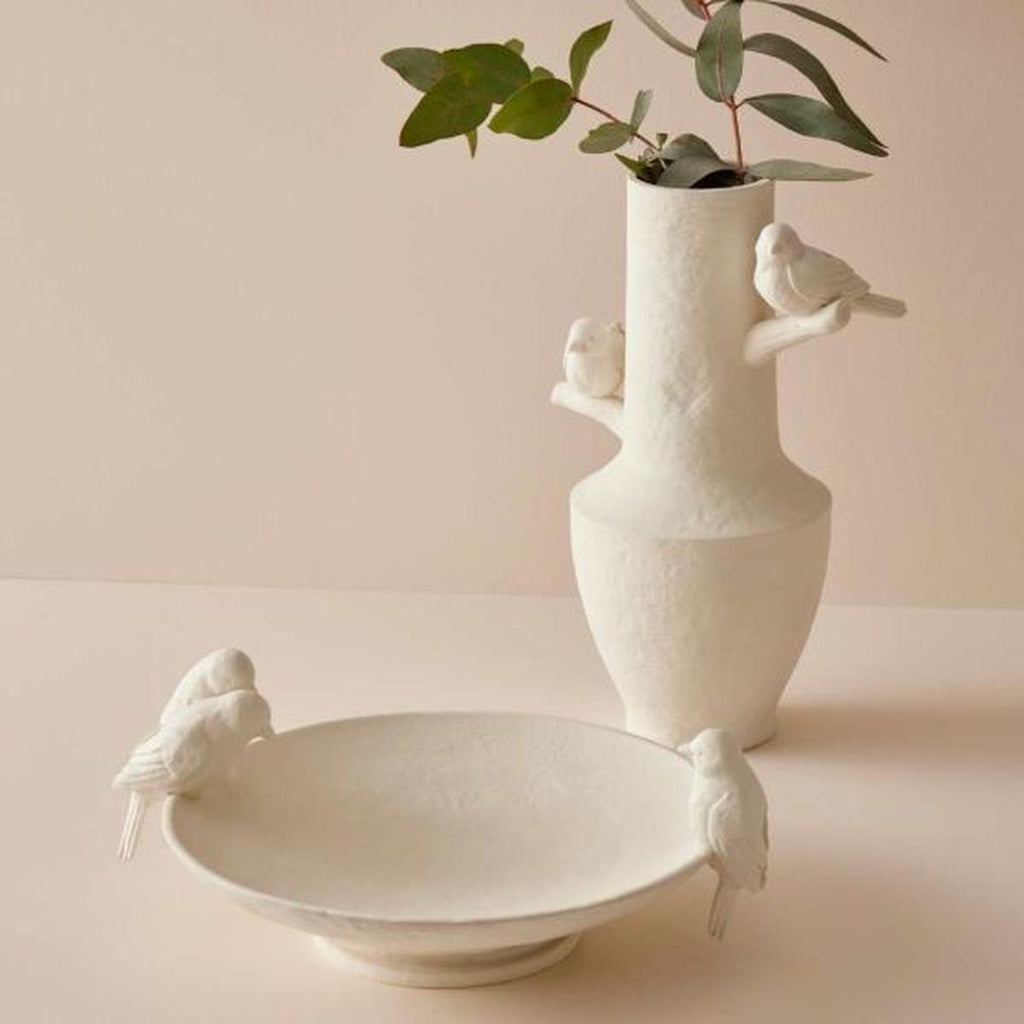 Pilbeam Living Aya White Birds Vessel 36cm | Minimax
