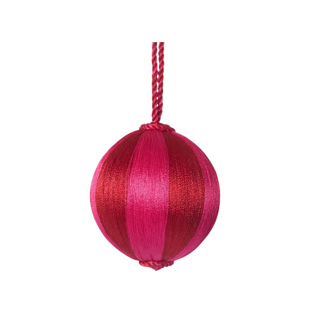 Vixen & Velvet La Dolce Vita Silk Stripe Bauble Red Pink 8cm | Minimax