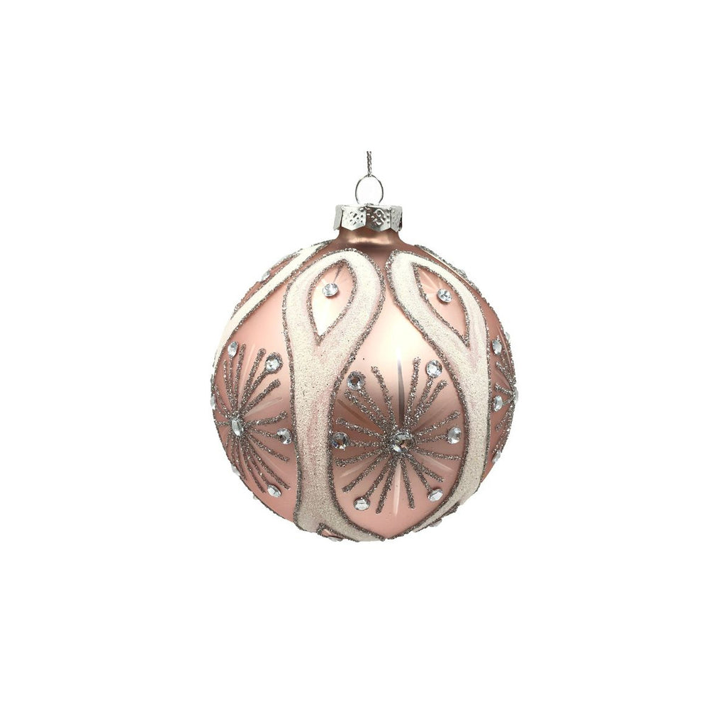 Pure Christmas Pink Silver Dot Bauble 10cm | Minimax