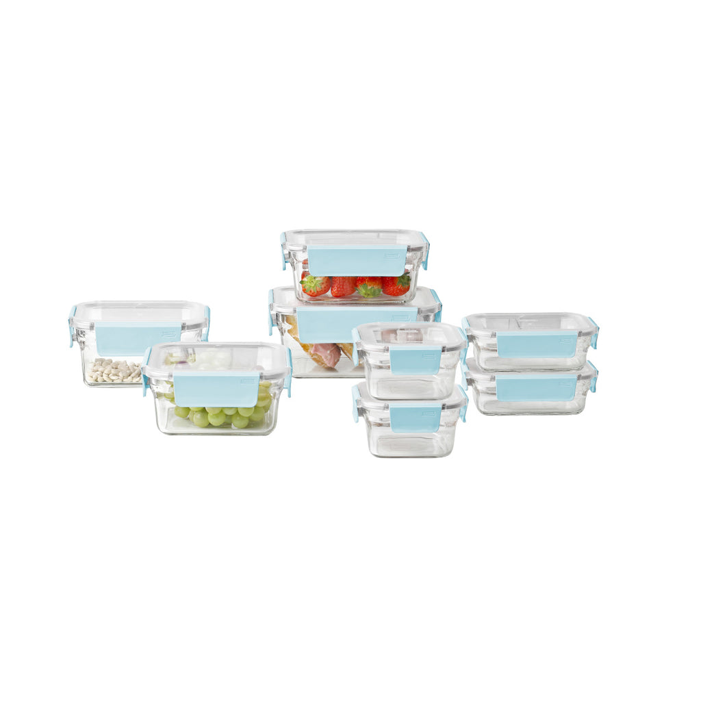 Glasslock Premium Food Container Set Blue 8 Piece | Minimax