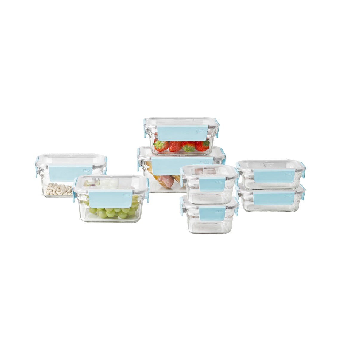 Glasslock Premium Food Container Set Blue 8 Piece | Minimax