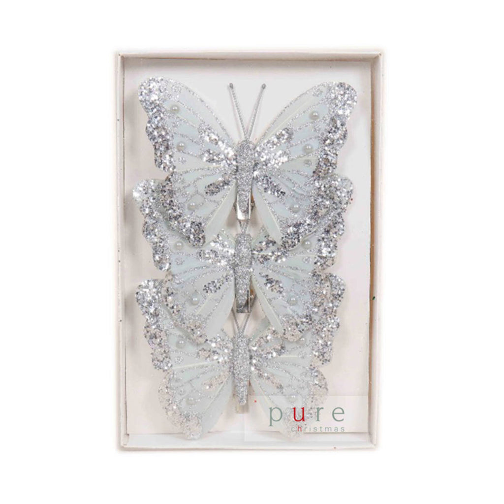 Pure Christmas Butterfly Clip Silver Set of 3 | Minimax