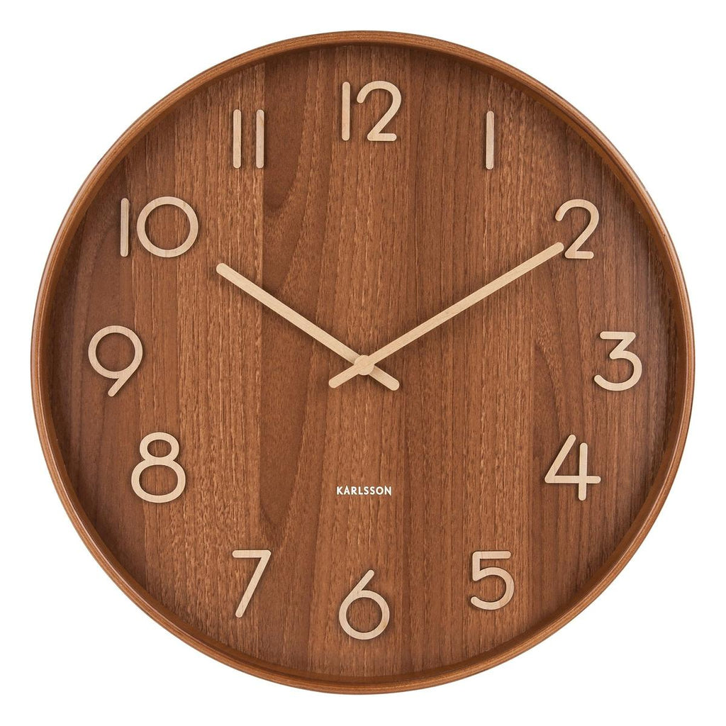 Karlsson Basswood Wall Clock Brown 60x60x6cm – Minimax