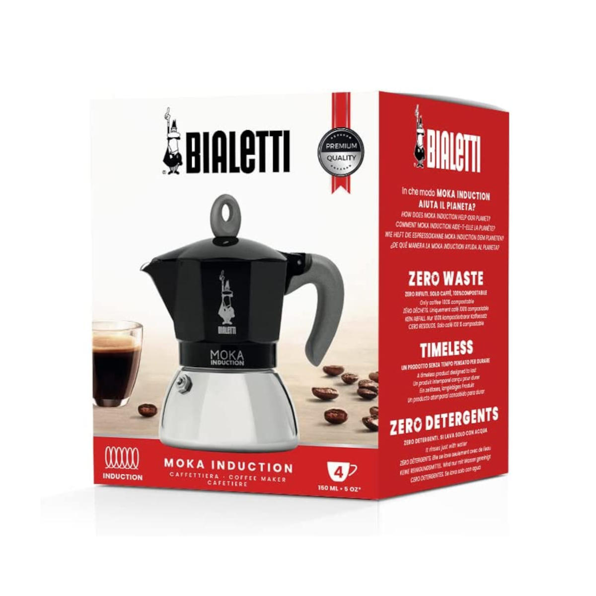 Bialetti Moka Induction Nera Black 4 Cup (180ml) | Minimax