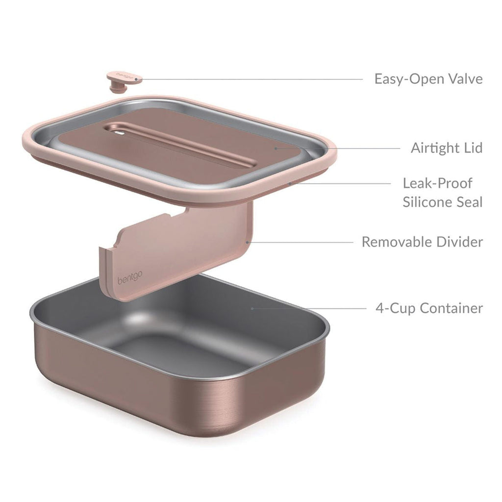 Bentgo Stainless Steel Leak-Proof Lunch Box Rose Gold 1.2L | Minimax