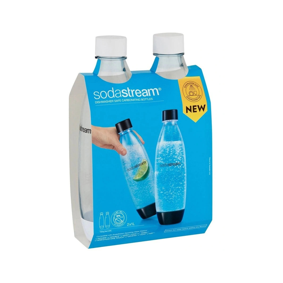 SodaStream Fuse Twin Pack Dishwasher Safe Carbonating Bottles White 1L ...