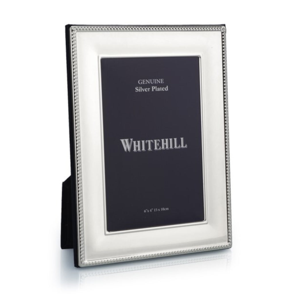 Whitehill Plate Frame Bead Velvet Back Silver 15cm x 10cm | Minimax