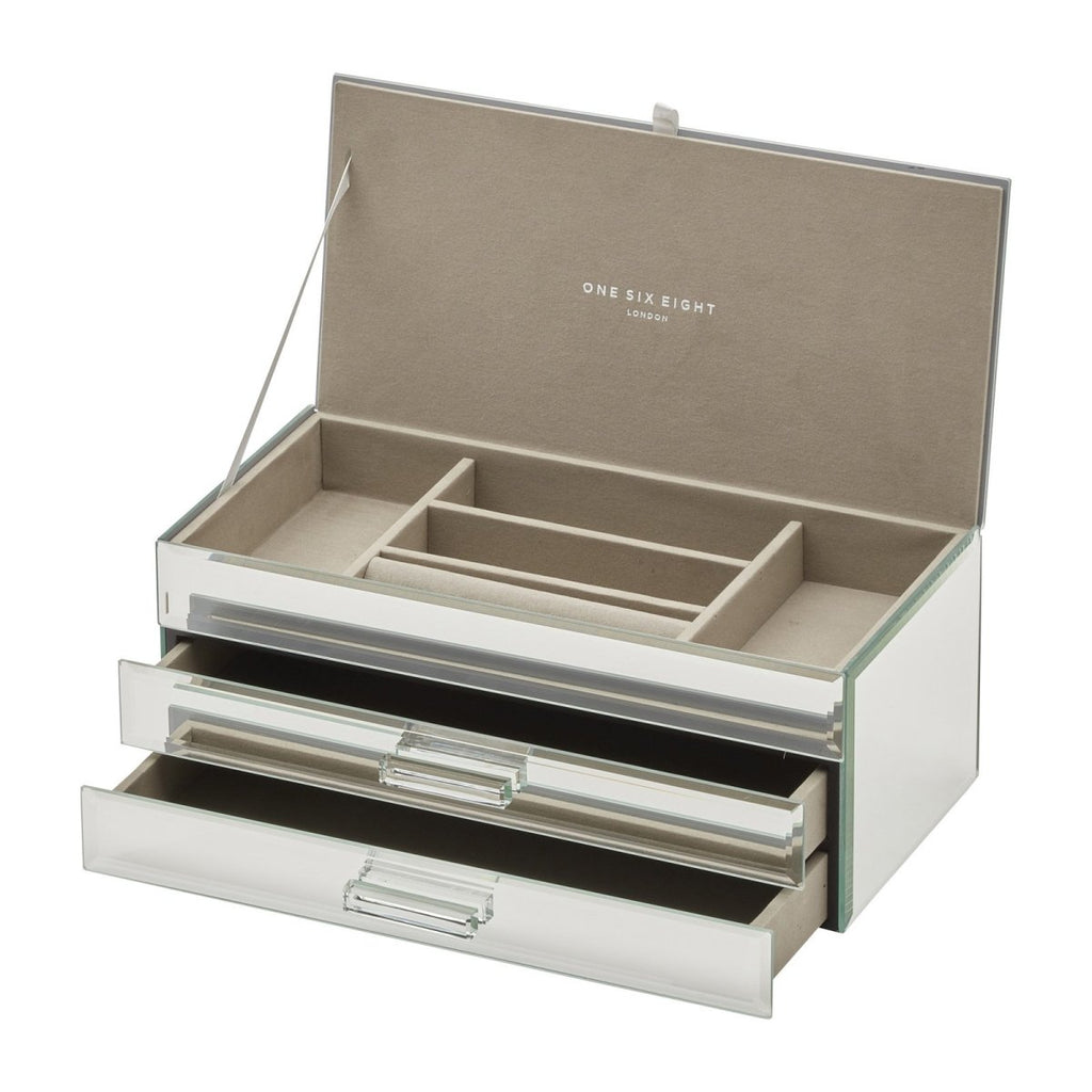 One Six Eight London Gabriella Mirror Jewellery Box with Drawers Large ...