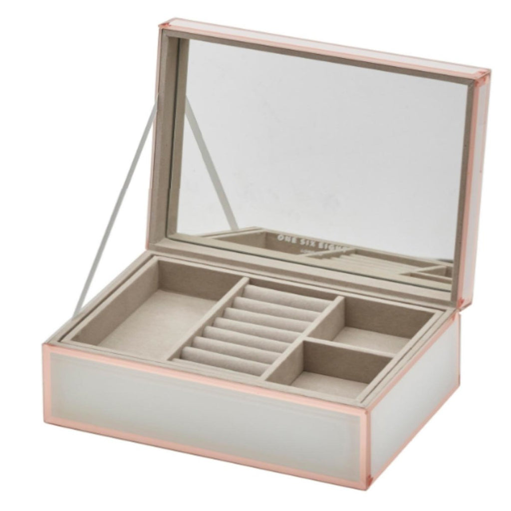 One Six Eight London Sara Jewellery Box White & Rose Gold Large | Minimax